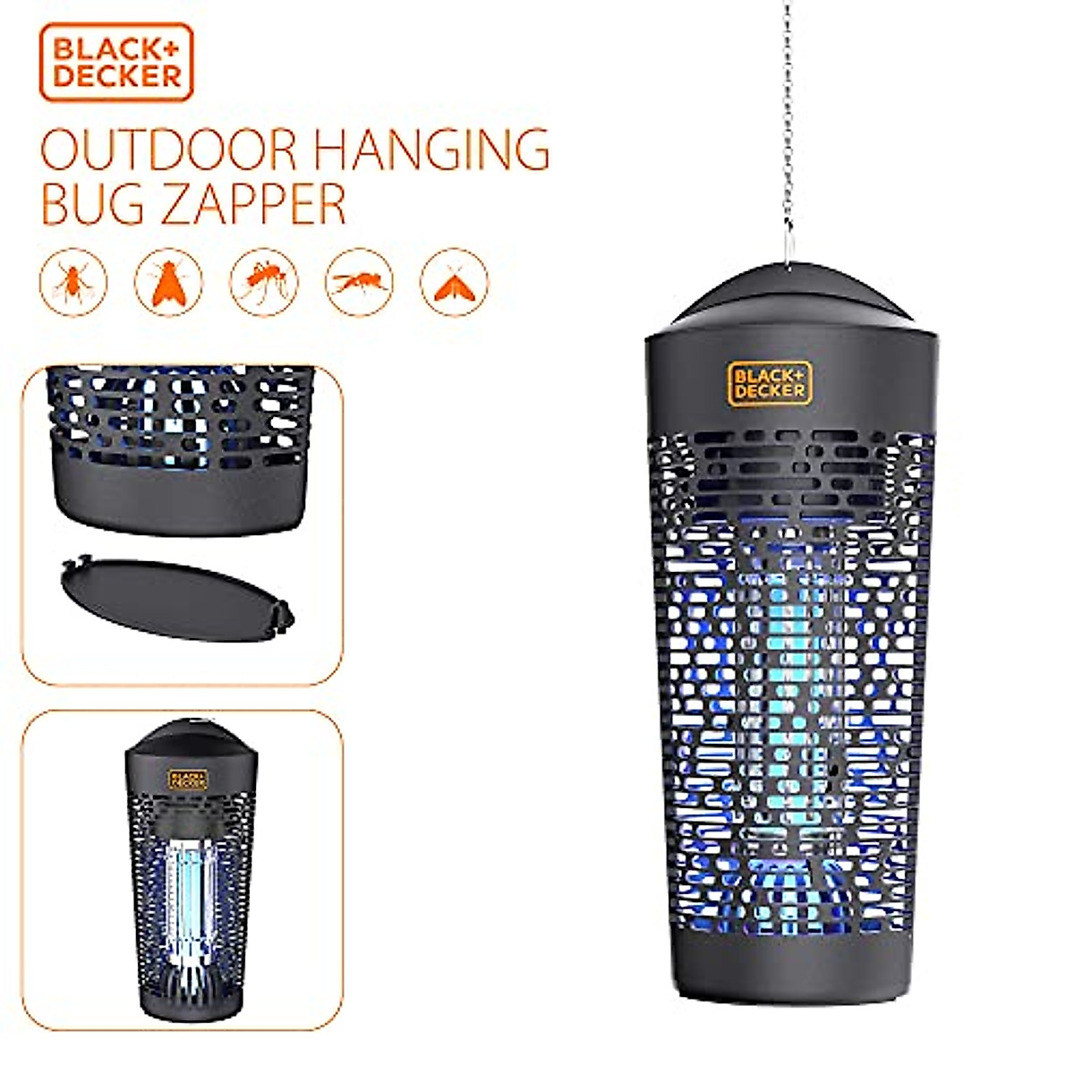 BLACK+DECKER Bug Zapper Mosquito Killer Indoor and Outdoor Fly Zapper Half Acre Coverage