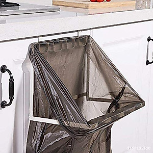 Psivika 2 Pcs Hanging Trash Garbage Bag Holder Folding Storage Holder Racks for Kitchen Different Size Plastic Bag (Black)