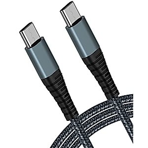 White Cat USB C to USB C Cable 100W 6ft, 5A USB Type C PD Fast Charging Charger Cord Nylon Braided Data Cable Compatible with Samsung Galaxy S21 S20 S10 Note 10 MacBook Pro, iPad Pro, iPad Air Pixel