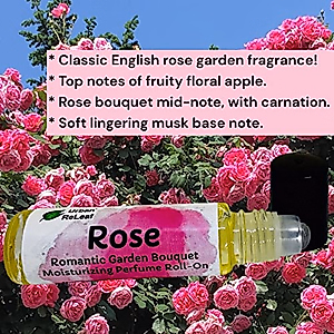 Urban ReLeaf Rose Perfume Oil Roll-On. Classic Floral Scent, Fresh Fruit, Bouquet & Musk. Long Lasting Fragrance Oil, Moisturizing Jojoba & Alcohol-Free. Bottled in the USA. Fits in your purse or pocket!  