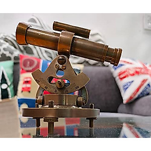 Antique Brass Nautical Alidade Telescope Compass Surveying Theodolite Marine Home/Office Table Decor Antique Survey Transit Telescope Instrument Compass