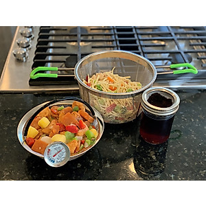 Steamer Basket for Instant Pot Accessories 6 qt or 8 quart - 2 Tier Stackable Fine Mesh 304 Stainless Steel Strainer Basket - Silicone Handle - Vegetable Steamer Insert, Egg Basket, Pasta Strainer