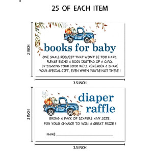 Baby Shower Invitation Set, Books For Baby, Thank You, Diaper Raffle, Fill In Invites Cards, Each Design 25 Cards & Envelopes (Total 100 Cards) – (bb017-taozhuang)