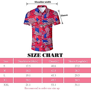 Fanient Button Down Shirt for Mens USA Flag Hawaiian Shirt Summer Beach Aloha Shirts Casual Novelty Slim Fit Patriotic Button Up Shirt M