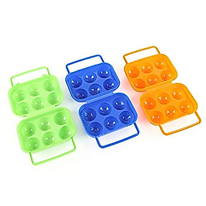 BESPORTBLE 6 Count Egg Container, Outdoor Plastic Portable Egg Container with Handle- Eggs Carrier Holder for RV, Trailer and Camper Kitchens or Camping Holds
