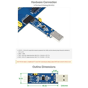 Waveshare PL2303 USB to UART (TTL) Communication Module V2 USB-A Connector Compatible with 1.8V/2.5V/3.3V/5V Logic Level Supports Windows XP/7/8/10/11/