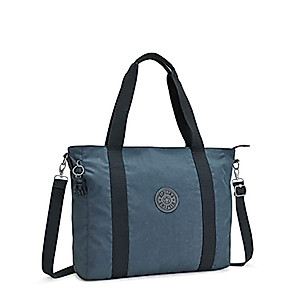 Kipling Women's Asseni Tote, Lightweight Everyday Purse, Shoulder Bag, Nocturnal Grey