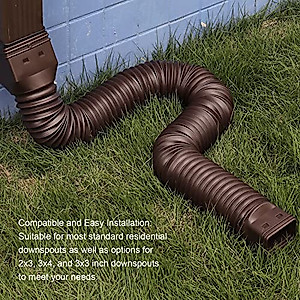 Plusgutter Brown 2-Pack Rain Gutter Downspout Extensions Flexible, Drain Downspout Extender,Down Spout Drain Extender, Gutter Connector Rainwater Drainage,Extendable from 21 to 68 Inches.