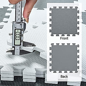 qqpp EVA Rubber 18 Tiles Interlocking Puzzle Foam Floor Mats - Baby Play Mat for Playing | Exercise Mat for Home Workout. Gray. QC-Lb18N