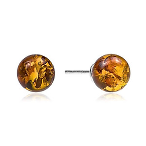 Ian and Valeri Co. Amber Sterling Silver Stud Ball Earrings 8 mm