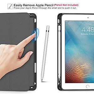 Soke Case Fits for iPad 6th/5th Generation with Pencil Holder - [Full Body Protection + Auto Wake/Sleep], Shockproof Soft TPU Back Cover for Apple iPad 9.7 inch 2018/2017, Book Black