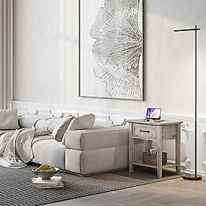 IDEALHOUSE Set of 2 Nightstands, End Side Tables Living Room with Drawer, Industrial Design, Night Stands with Shelf, Bedside Tables for Bedroom, Dorm (Grey（2 Pack）)