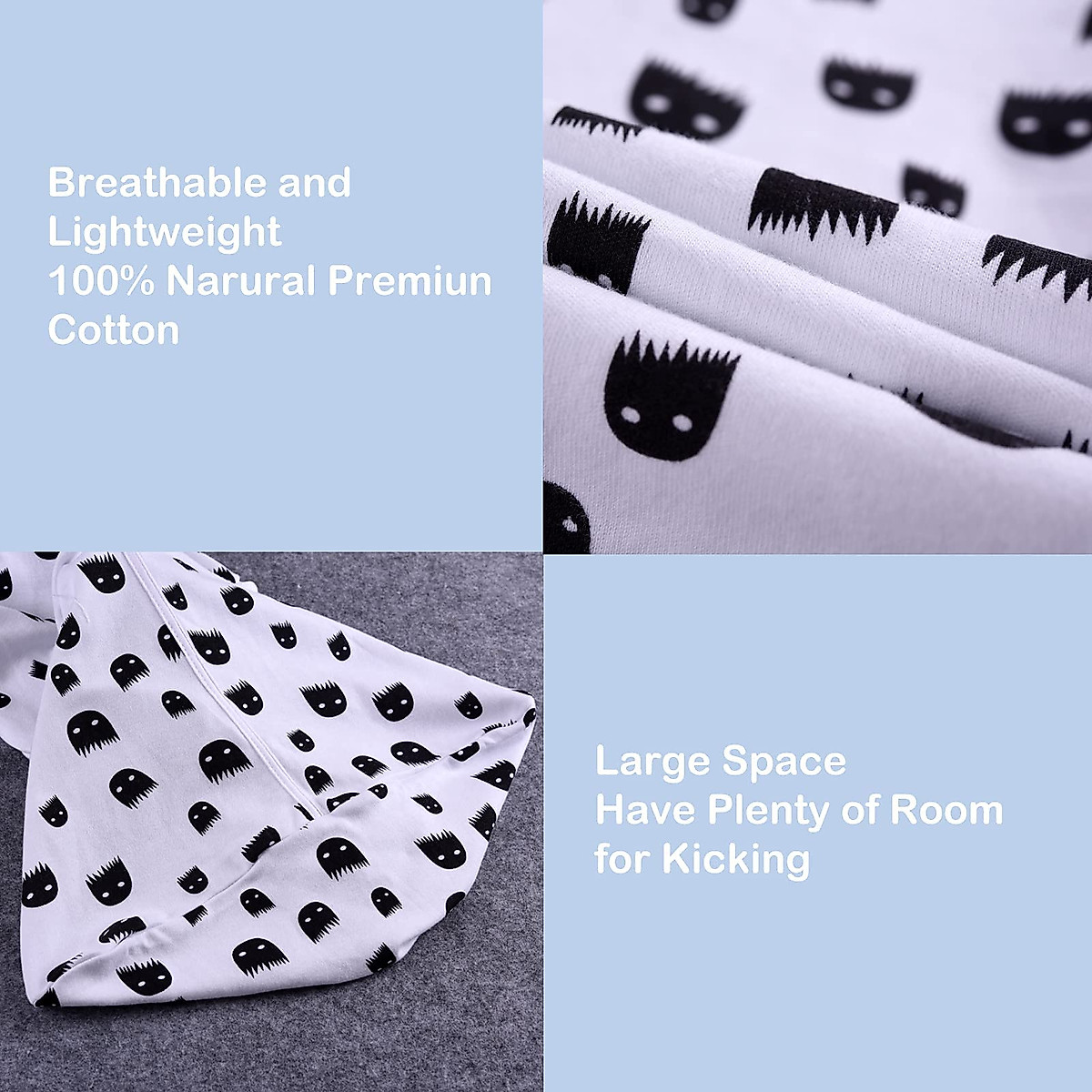 Dsarewor 100% Cotton Soft&Light Sleeveless Sleep Bag Wearable Blanket for Baby Boys and Girls 6-12 Months (color-33-3), (TJG0917)