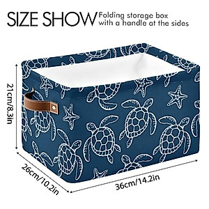 Sea Turtle Storage Basket Bins Foldable Laundry Hamper Toy Storage Bins Box Organizer for Bedroom Office Clothes Pet Nursery Living Room,1 pcs