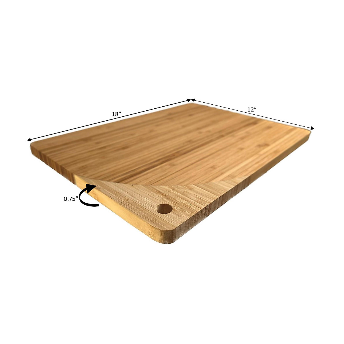 Simply Bamboo Maui Bamboo Cutting Board for Kitchen | Chopping Board | Carving/Slicing Vegetables, Meat, Fruits - 18'' x 12'' x 0.75"