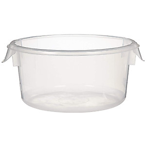 Rubbermaid Commercial Products Plastic Round Food Storage Container with Bail Handle, 2 Quart, Clear, High Temperature Range Food Organization/Storage for Wet/Dry Food in Kitchen/Restaurants/Cafeteria