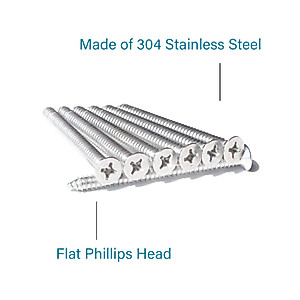 Wood Screws #14 x 2-1/2 Inch Flat Head Self Tapping Screws 25pcs, Stainless Steel 304 Sheet Metal Screws Cabinet Phillips Drive for Indoor and Outdoor Wooden Working by IMSCREWS