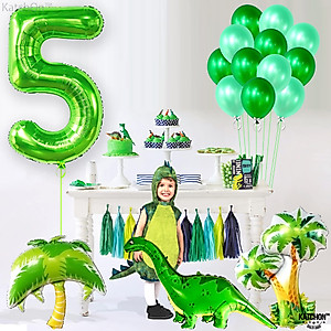 KatchOn, Light Green 5 Balloon Numbers - 40 Inch | Big, Number Green 5 Balloons for 5th Birthday Decorations for Boys | 5th Birthday Balloons for Green Birthday Decorations, Dinosaur Party Decorations