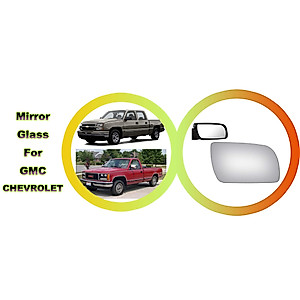 WLLW Mirror Glass Replacement for CHEVY GMC 1992's - 2000's Truck Passenger Side