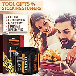 Tool Gifts for Men Magnetic Wristband - Stocking Stuffers Cool Gadgets Gift Ideas for Dad Him Husband Women on Fathers Day Christmas Valentines, Tool Belt Screw Holder Wrist Band with 15 Strong Magnet