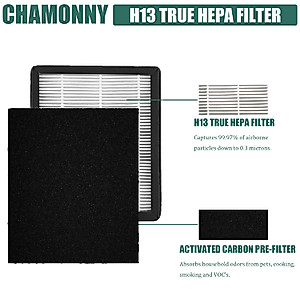CHAMONNY IAF-H-100B Idylis Replacement Filter B, Compatible with Idylis AC-2125, AC-2126, IAP-10-150, IAP-10-125, IAP-10-050, IAPC-40-140 Air Purifiers, 2 H13 True HEPA Filters + 4 Pre-Filters