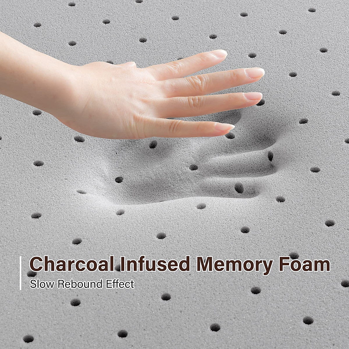 UniPon 3 Inch Memory Foam Mattress Topper Twin Cooling Mattress Topper Charcoal Infused Bed Topper with Tencel Fiber Ingredient Removable Cover