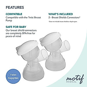 Motif Medical, Twist Breast Shield Connectors, Replacement Parts for Twist Breast Pump, Maternity, Breast Pumping Accessories