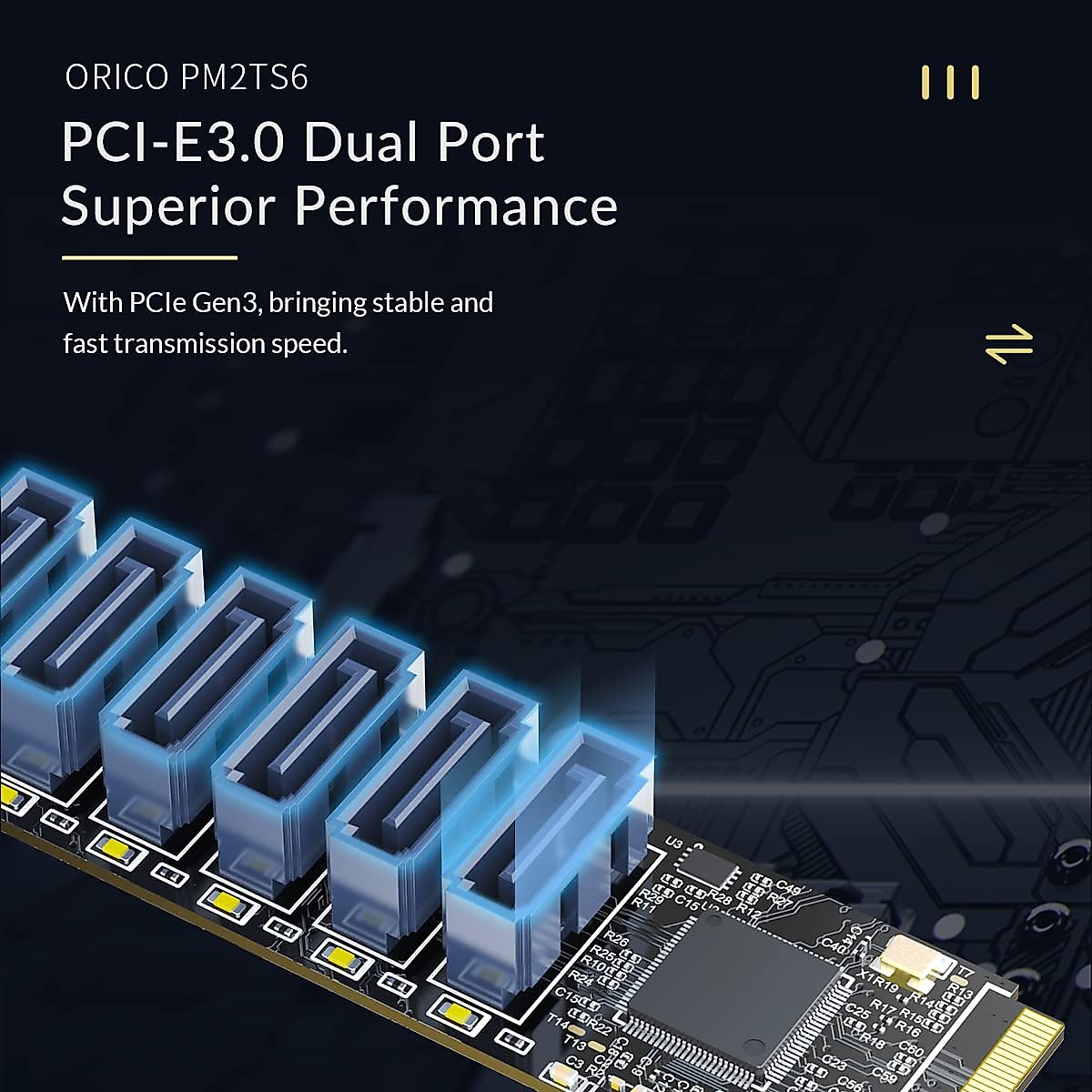 ORICO M.2 PCIe M Key to 6 x SATA 6Gbps Adapter Card for Desktop PC Support RAID-PM2TS6