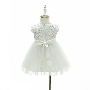 Baby Girl Dress Christening Baptism Gowns Flower Girl Dress, White, 6M