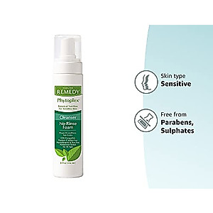 Medline Remedy Phytoplex Hydrating Cleansing Foam, No-Rinse Body Wash and Shampoo, Paraben and Sulfate-Free, 8 fl oz