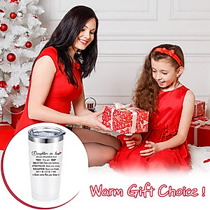 Daughter in Law gift from Mother in Law, Always Remember You are Braver Than You Believe, Inspirational Birthday, Christmas, wedding Gift Ideas for Daughter in Law, 20 oz Tumbler Mug with Gift Box
