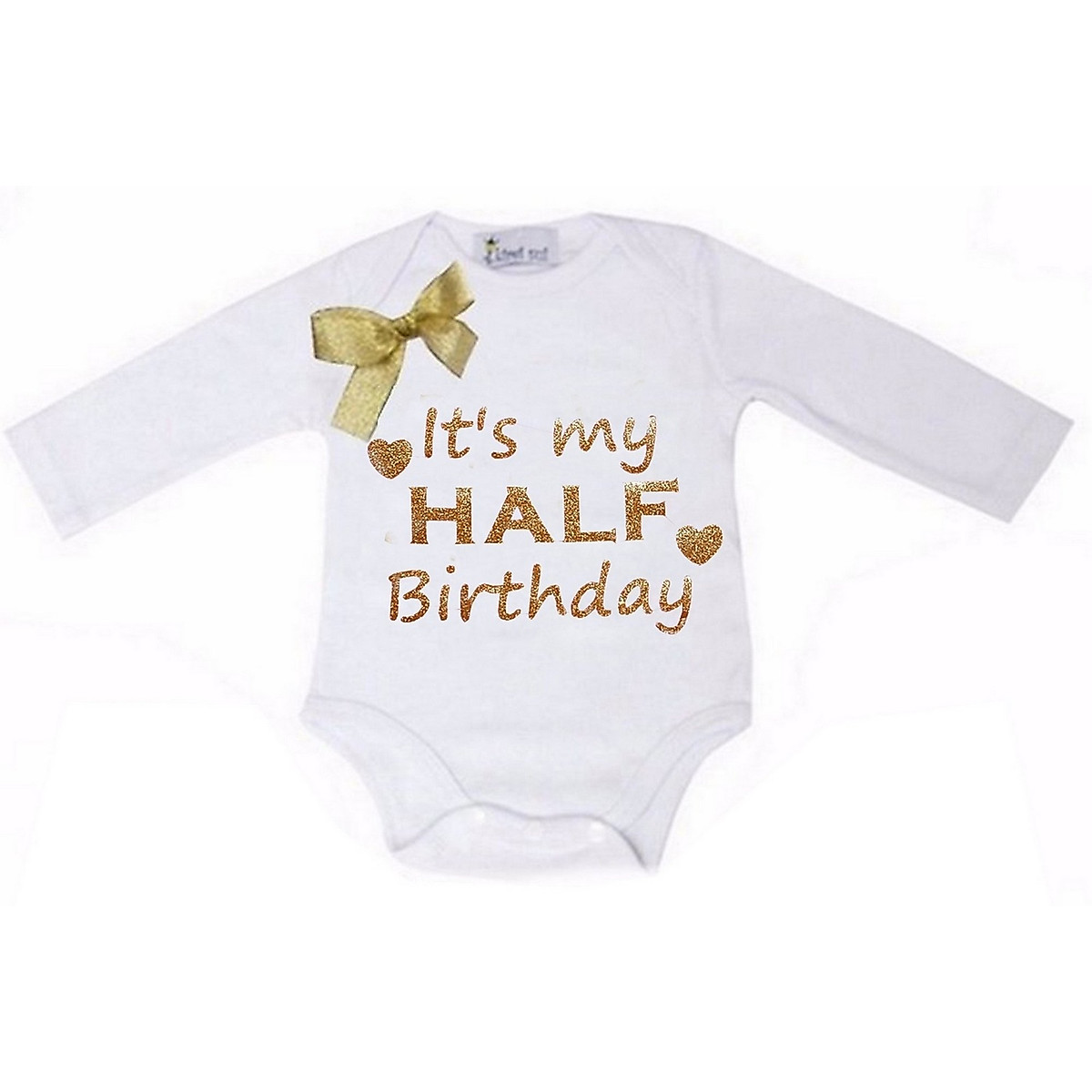 Kirei Sui Baby Gold Sparkle Half Birthday Bodysuit Medium White
