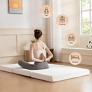 MLILY Folding Mattress, 4 inch Twin XL Tri-fold Memory Foam Mattress, Foldable Mattress with Storage Bag and Washable Cover, Travel and Guest Mat, 80"×38", White