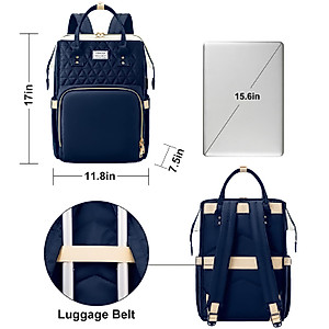 VSNOON Travel Laptop Backpack, 17.3 Inch Business Backpack with USB Charging Port, Water Resistant College School Computer Bag for Women & Men Gift, Work Bag Bookbag Casual Daypack，Blue