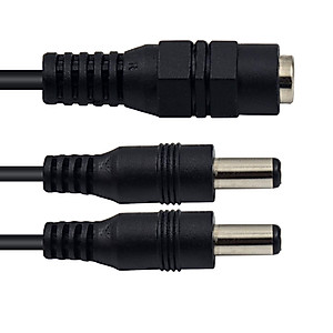 Duttek CCTV Power Splitter Cable, DC 5.5x2.1mm 1 Female to 2 Male Splitter Cable 2 Way DC Power Cable Y Splitter for CCTV Security Camera/IP Camera/DVR Standalone/LED Strip (40CM/15.74Inch)