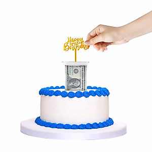 The Money Cake - Money Cake Pull Out Kit Includes 1 Money Box 2 Plastic Roll 40 Transparent Bag Connected Pocket Each, and 2 Surprise Cake Toppers for Birthday and Graduation Parties