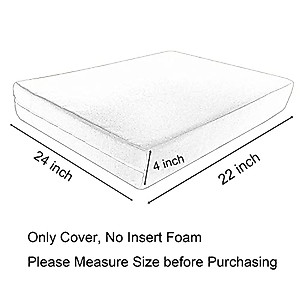 FLYMEI Patio Cushion Covers, Outdoor Cushion Covers Replacement 24 X 22 X 4 inch, Water Resistant Patio Bench Covers Only