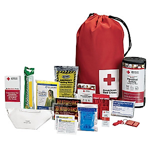 American Red Cross Officially Licensed Product | Deluxe Personal Safety Emergency Pack with Bag | Trauma Supplies | Medical Backpack | Bandages, Wipes, Gloves, Whistle, More