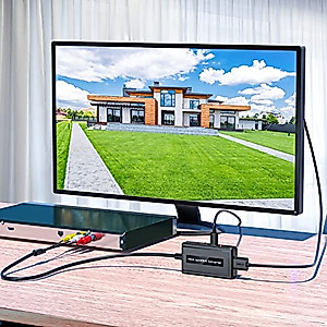 Male RCA to HDMI Converter with HDMI Cable for DVD/STB/VHS with Female RCA Output(RCA Cable Integrated), CVBS AV Composite to HDMI Converter Supports Full HD 720P/1080P Output Switch