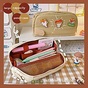 MOMEITU Kawaii pencil case Japanese large-capacity girl ins cute stationery pencil case(White)
