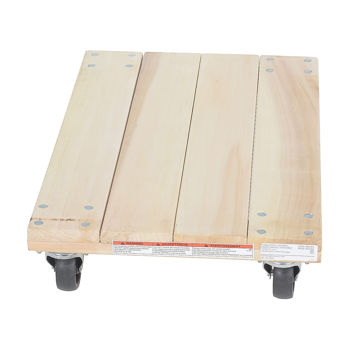 Vestil HDOS-1624-9-E Hardwood Dolly with Solid Deck Econ, 900 lb. Capacity, 16" x 24", Tan