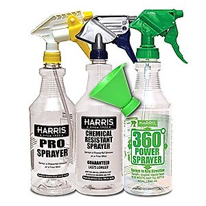 HARRIS Spray Bottle Assortment Bundle, 3-Pack with Attachable Funnel