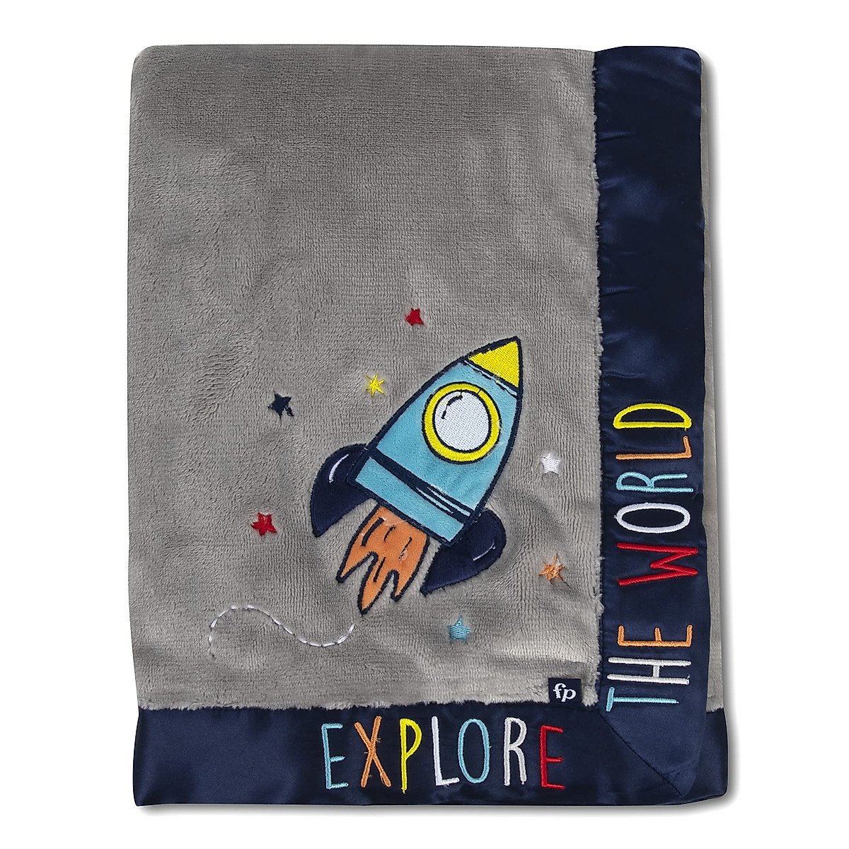 Fisher-Price Baby Blanket Space Explorer Collection Fleece Baby Blanket with Satin Trim for Baby Boys