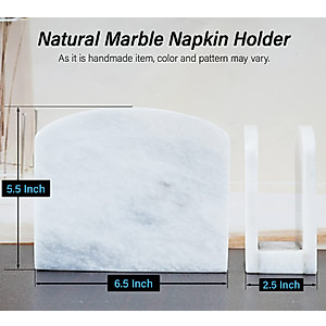 Radicaln Marble Napkin Holder White 6.5"x5.5" Inch Dining Table Handmade Napkins Holder - Simple Modern Home & Kitchen Paper Towel Holder Countertop - Used as Utensil Holder, Home Décor & Bar Napkins