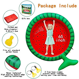 Aitbay Kids Sprinklers for Outside, 68'' Splash Pad for Toddlers and Baby Pool Water Toys Gifts for 3-12 Year Old Boys Girls, Summer Outdoor Sprinkler Pad Water Toys Fun for Children (Watermelon)