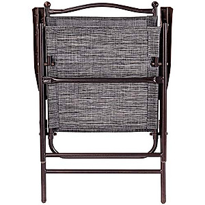 Giantex Set of 4 Folding Sling Back Chairs Indoor Outdoor Camping Chairs Garden Patio Pool Beach Yard Lounge Chairs w/Armrest (Gray)