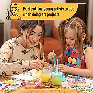 Mr. Pen- No Spill Paint Cups with Pastel Colored Lids, 4 pcs with 4 Paint Brushes, Paint Containers with Lids, Paint Cups with Lids for Kids, Paint Cups for Painting, Spill Proof Paint Cups for Kids