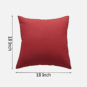 Outdoor Throw Pillow Covers 18x18 - Waterproof Pillows for Couch Set of 2 Decorative Cushion Pillowcases Accent Rustic Solid Patio Furniture Sofa Soft, Living Room, Bedding, Bed Farmhouse Red