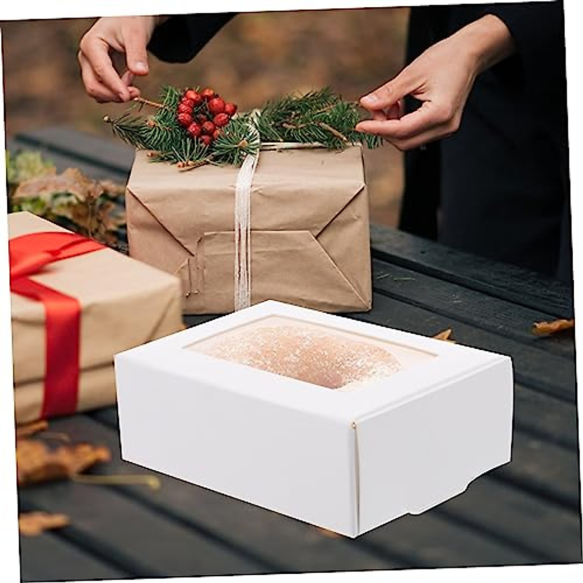 NUOBESTY 50pcs Packaging Boxes Mini Cake Containers Clear Bread Box Soap Container Treat Box Compact Paper Box for Cookie Small Cake Boxes Packing Box Storage Box Carton Airplane Box White
