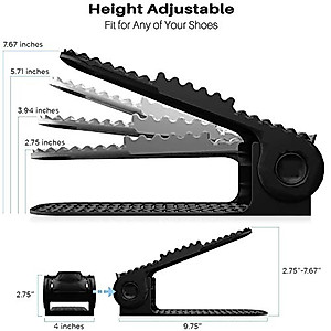 XIMI Shoe Slots Organizer, Adjustable Shoe Stacker Space Saver, Double Deck Shoe Rack Holder for Closet Organization (20-Pack)(Black)